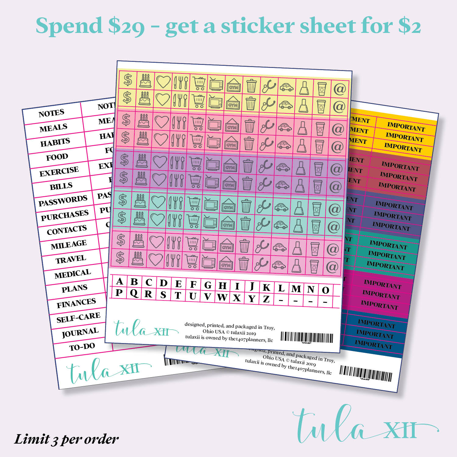 Check out our monthly specials for your planner | Tula Xii